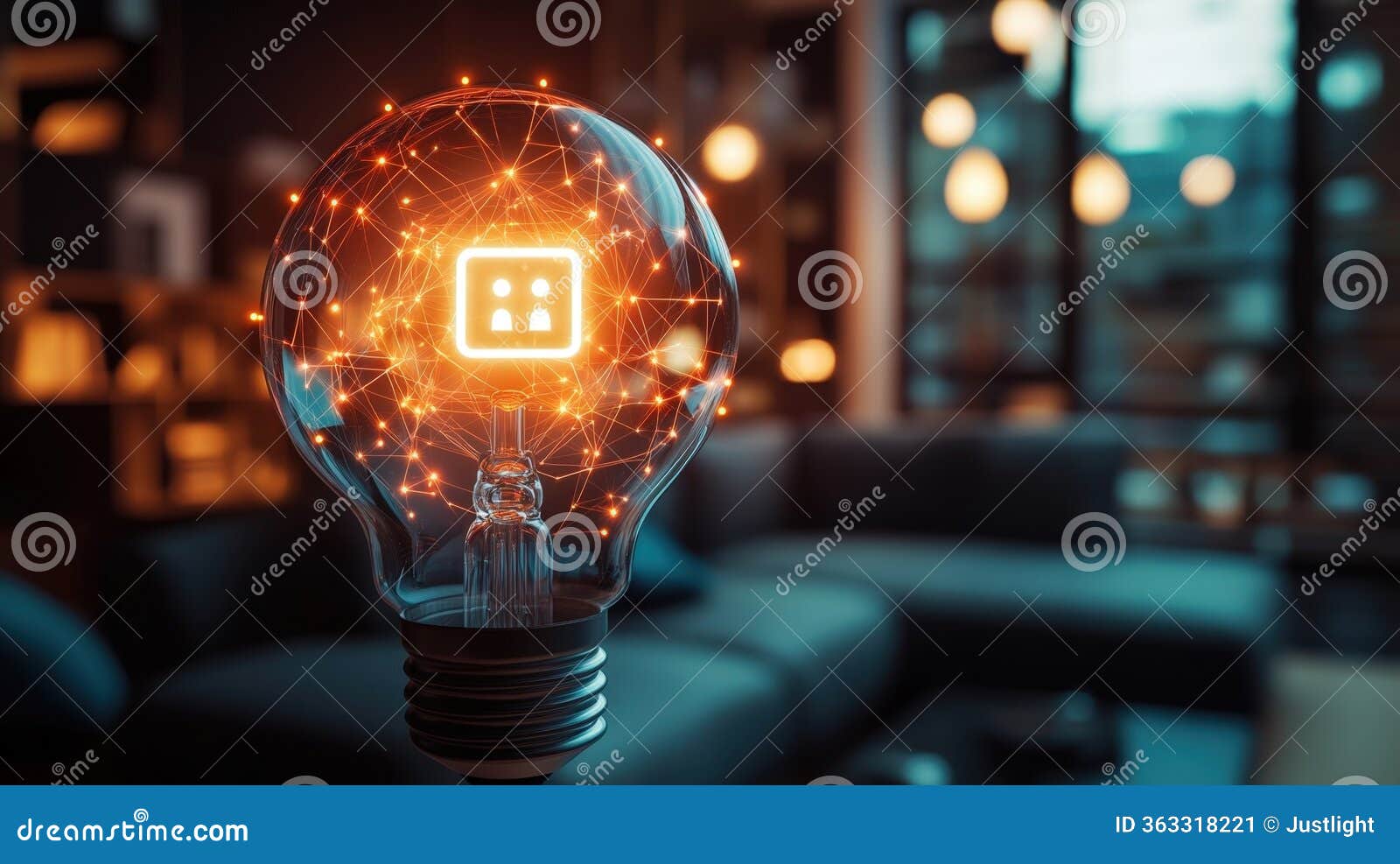 Light Bulb Showing User Account Symbol and Representing Cyber Security ...