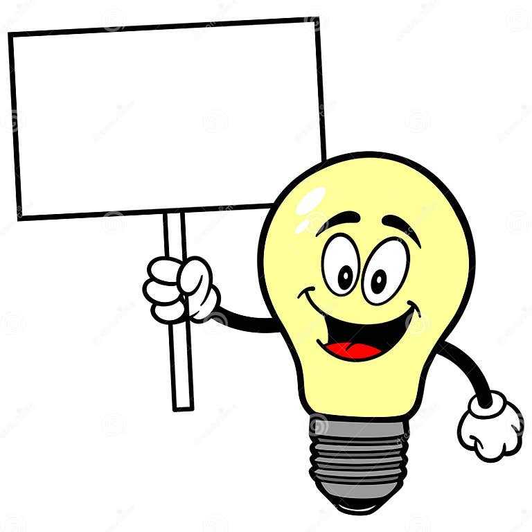 Light Bulb with Sign stock vector. Illustration of placard - 72947199