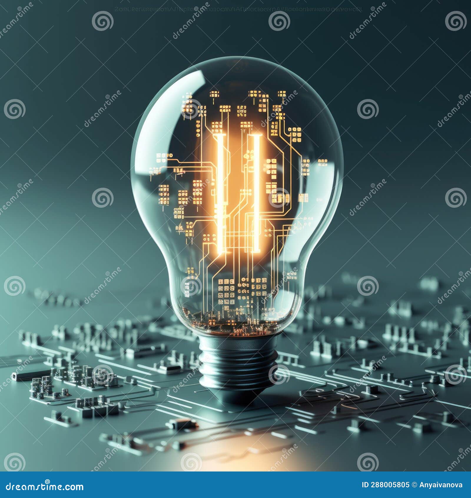 A Light Bulb that is Sitting on a Circuit Board. Stock Illustration ...