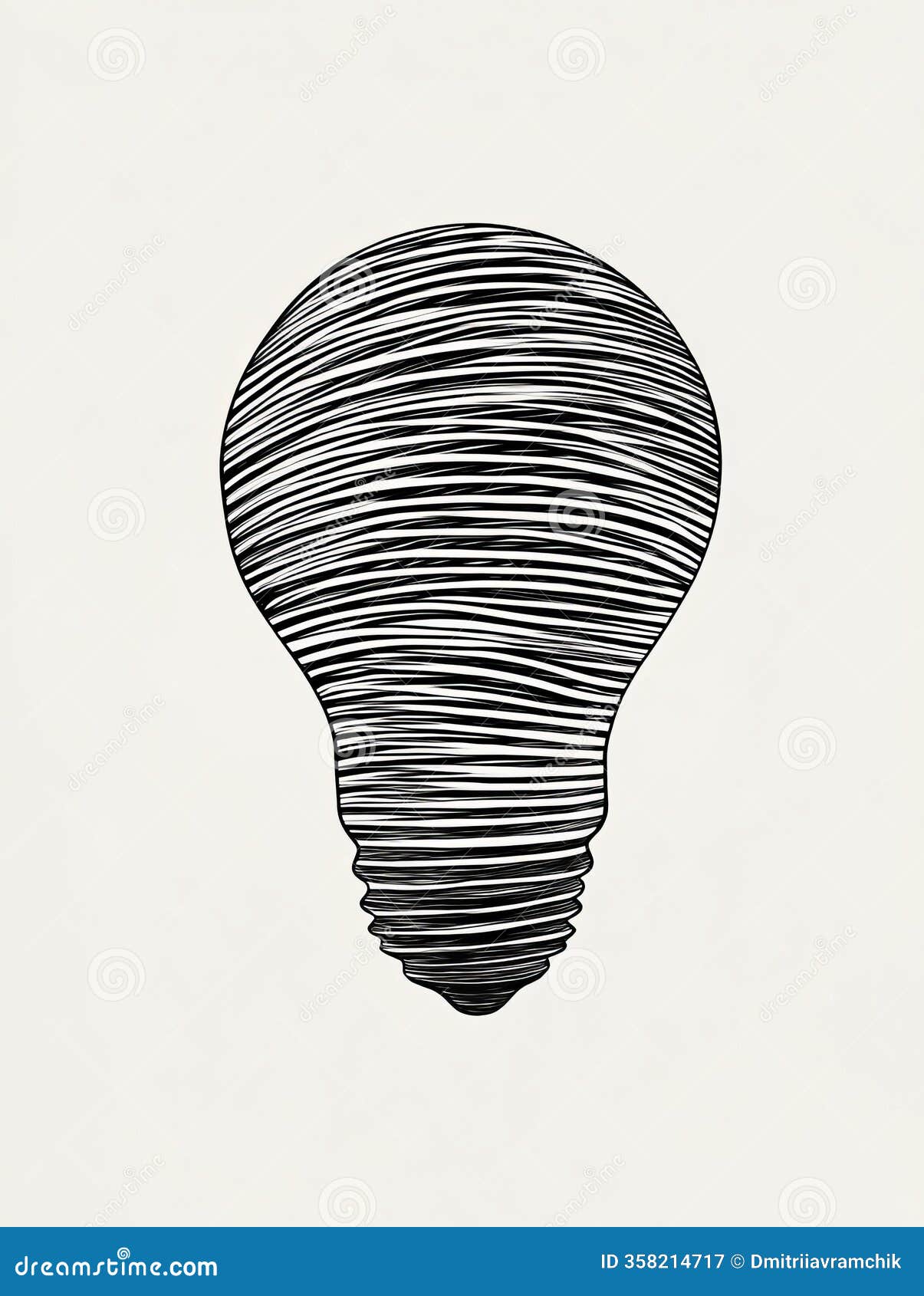 Light Bulb Sketch: a Simple Line Drawing of a Traditional Incandescent ...