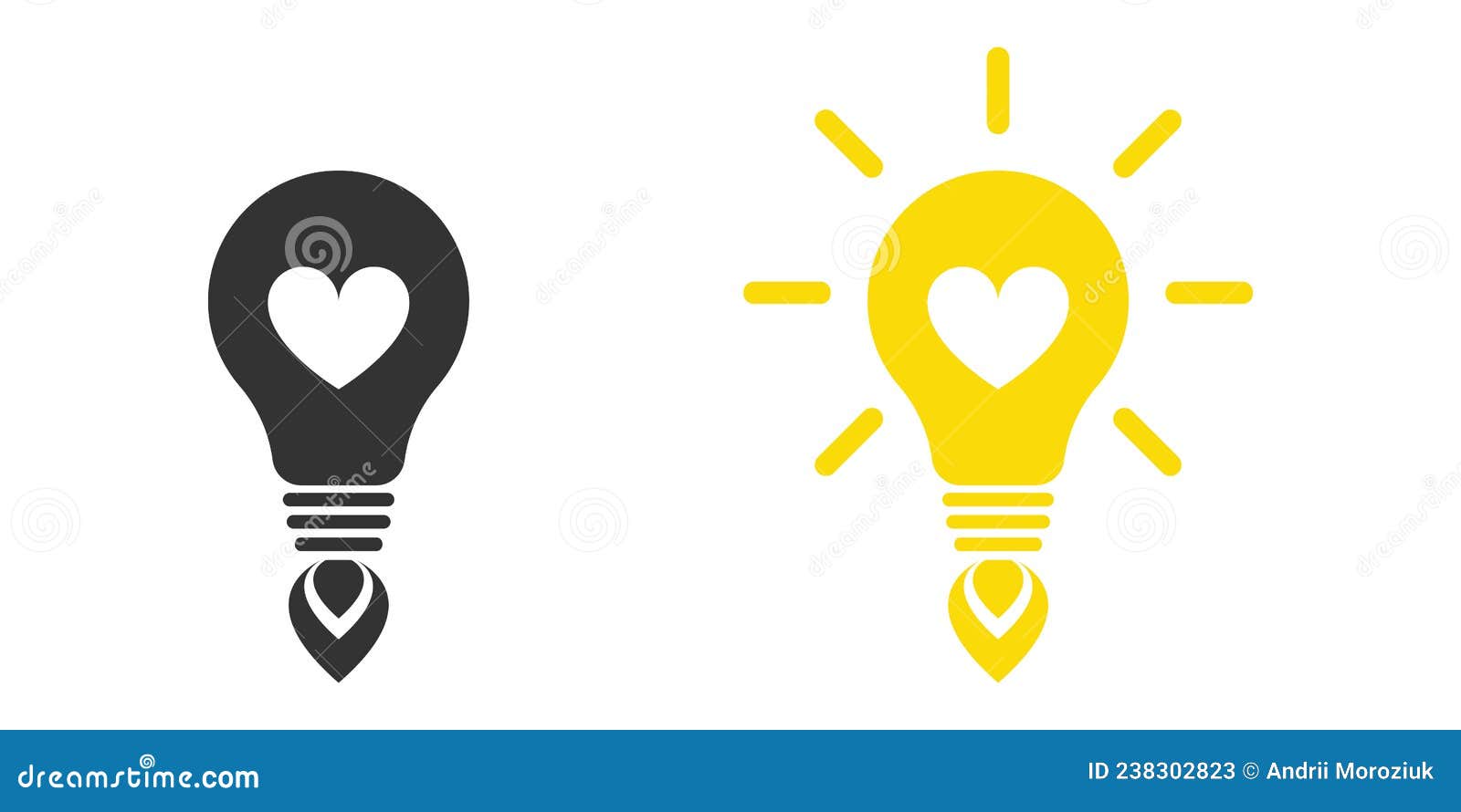 Light Bulb Soars Love, Heart. Icon Set Stock Illustration ...