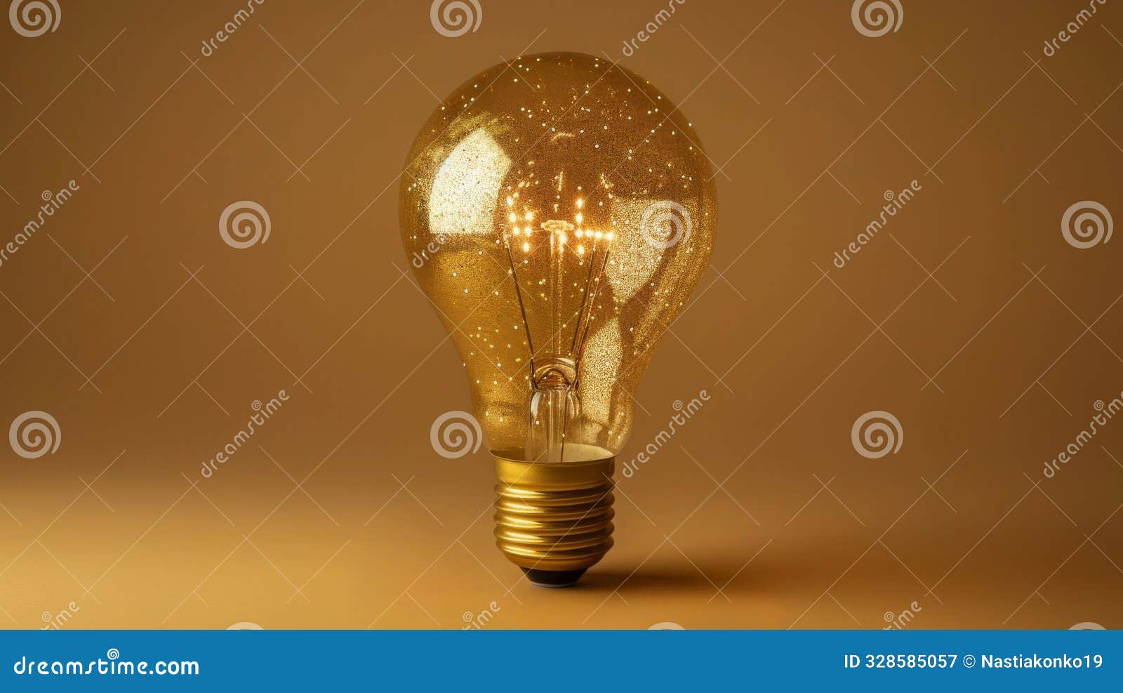 Light Bulb with Sparkling Golden Particles on a Warm Background ...