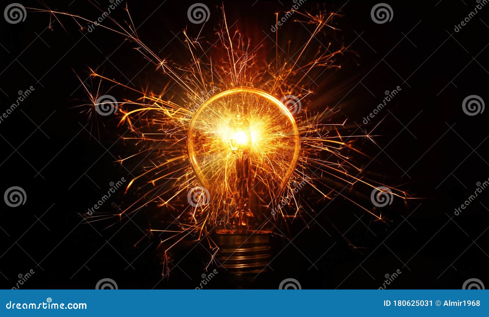 Light bulb with sparks stock image. Image of light, energy - 180625031