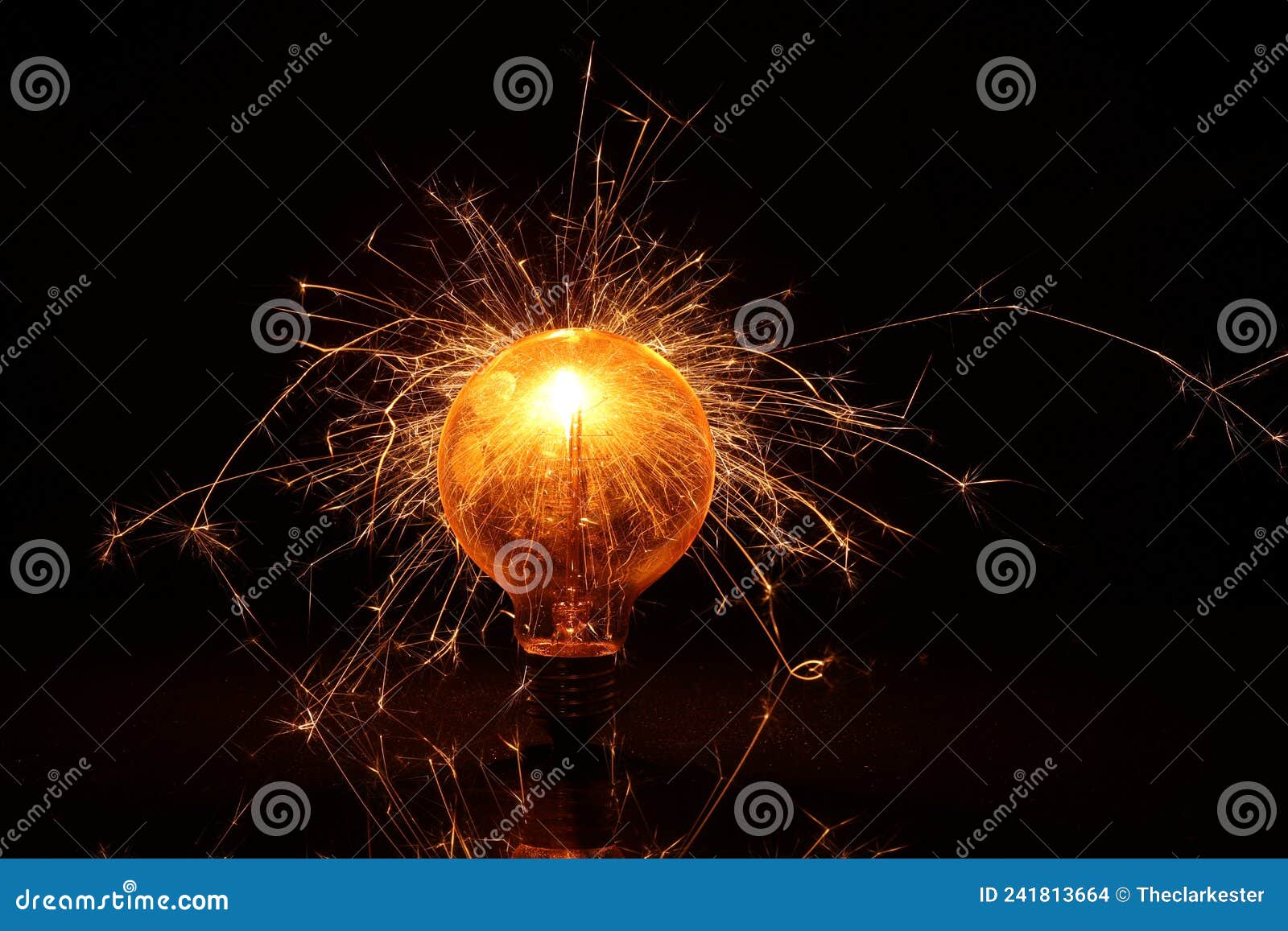 Light Bulb Exploding Emitting Sparks Stock Photo - Image of black ...