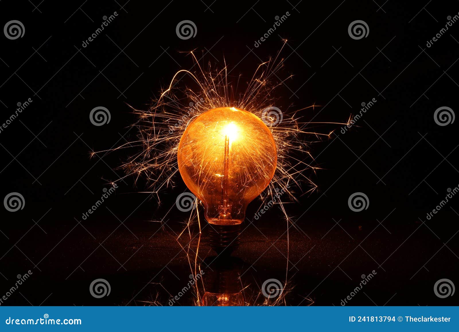 Light Bulb Exploding Emitting Sparks Stock Photo - Image of design ...