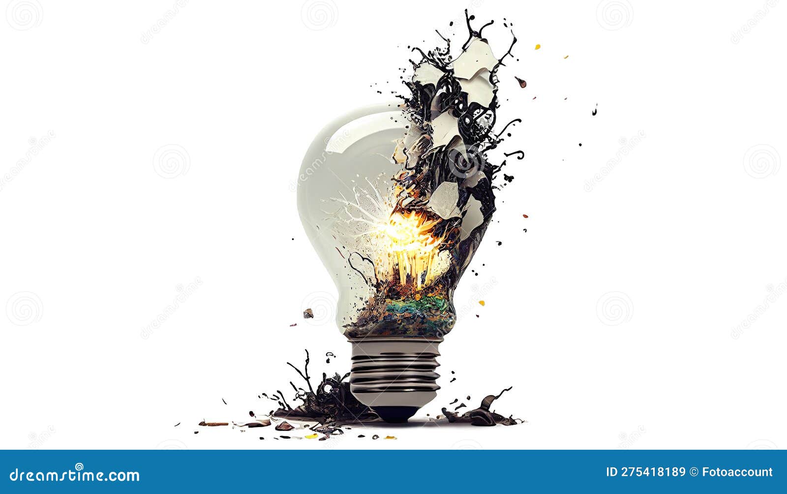 Light Bulb with Splash Explosions Isolated on White Background ...