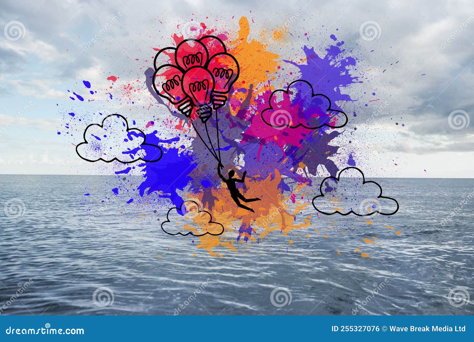 Light Bulb on Splashes Over Ocean Stock Illustration - Illustration of ...