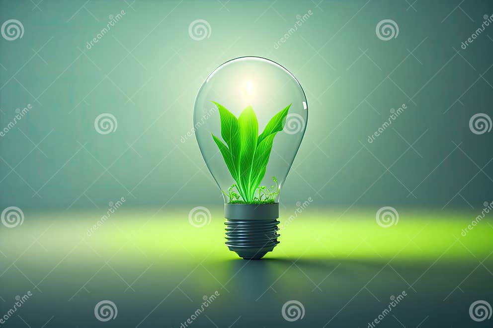 Light Bulb with Sprout Inside. Ai Generative Stock Photo - Image of ...