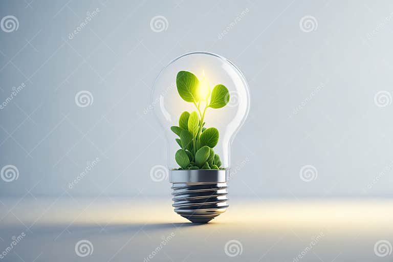 Light Bulb with Sprout Inside. Ai Generative Stock Image - Image of ...