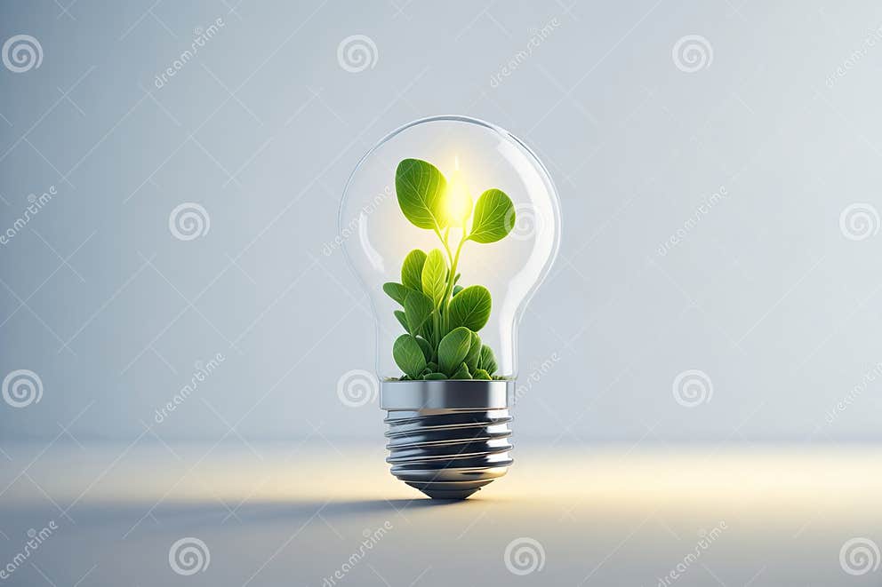 Light Bulb with Sprout Inside. Ai Generative Stock Image - Image of ...