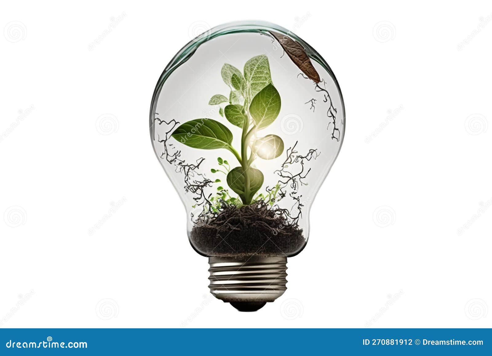 Light Bulb with Sprout Inside Isolated on Transparent Background Stock ...