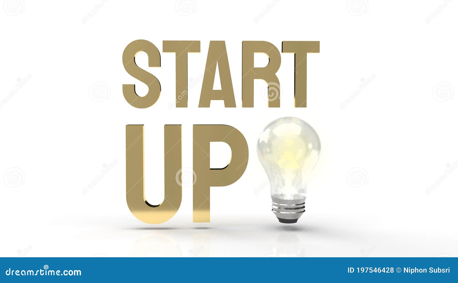 Light Bulb and Start Up Text for Idea Content 3d Rendering Stock ...