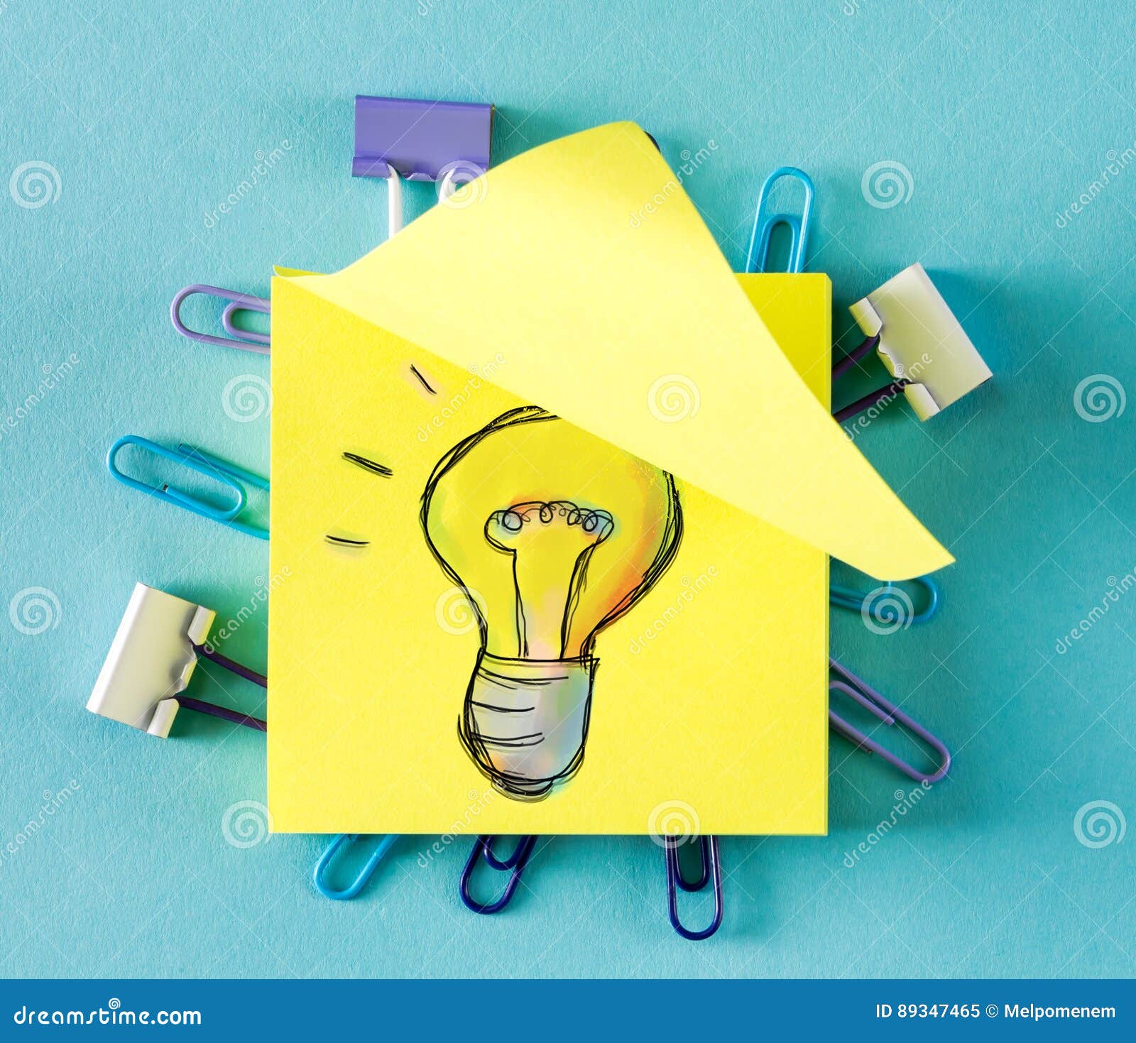 Light Bulb on a Sticky Note Stock Image - Image of post, concept: 89347465