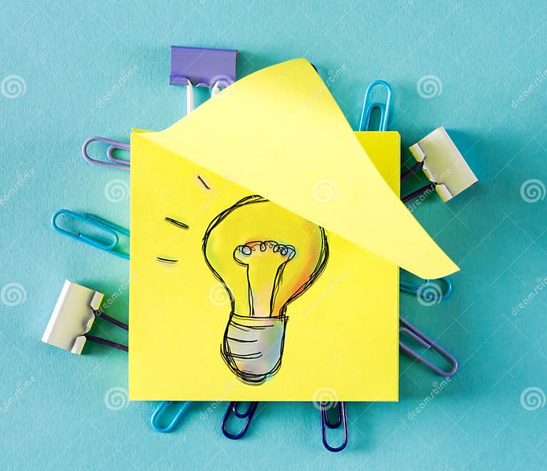 Light Bulb on a Sticky Note Stock Image - Image of post, concept: 89347465