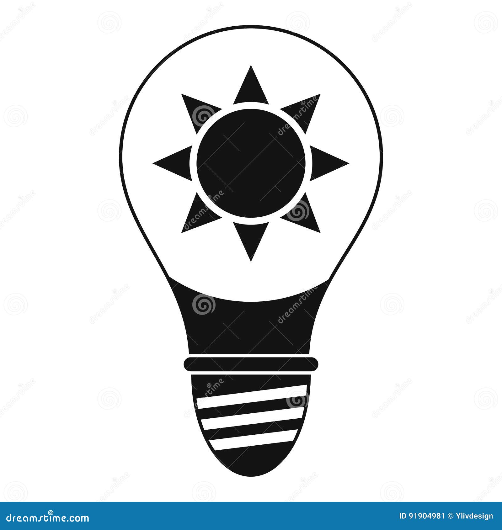 Light Bulb with Sun Inside Icon Simple Stock Vector - Illustration of ...