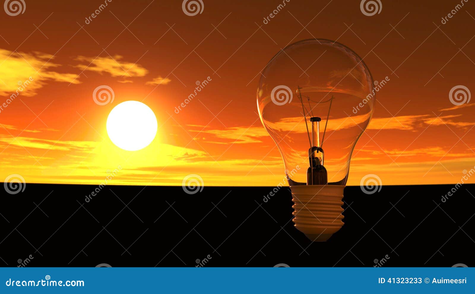 Light bulb in sunset stock illustration. Illustration of saving - 41323233