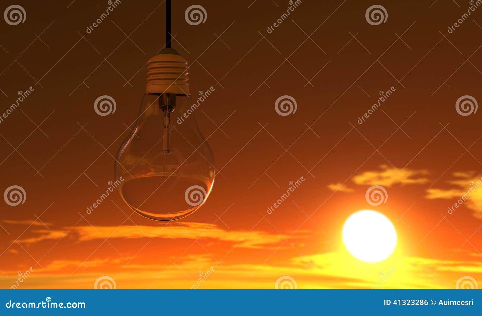 Light bulb in sunset stock illustration. Illustration of electric ...