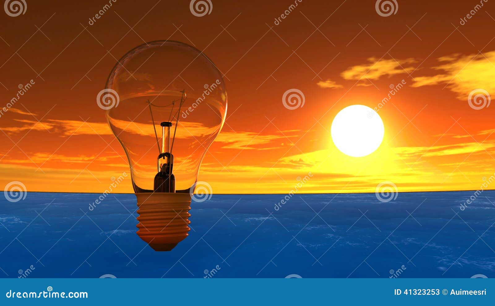 Light bulb in sunset stock illustration. Illustration of background ...