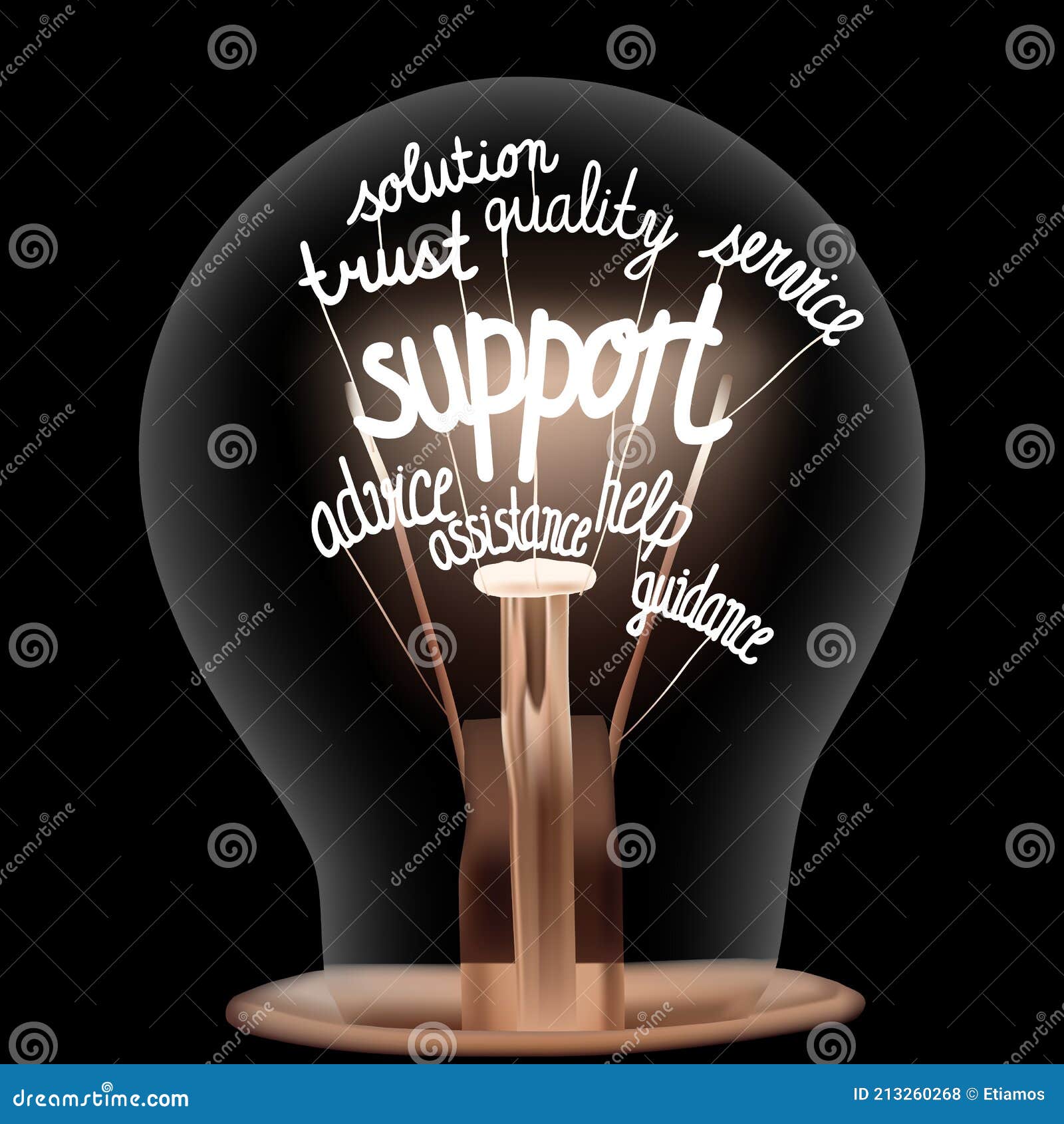 Light Bulb with Support Concept Stock Vector - Illustration of isolated ...