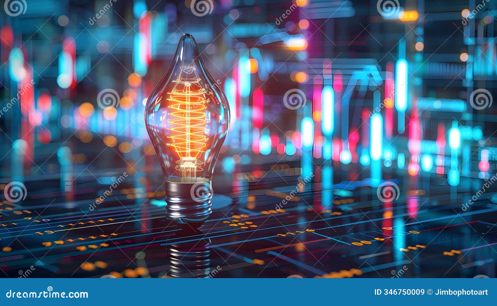 Light Bulb Surrounded by Data and Graphs Insight Driven Stock ...