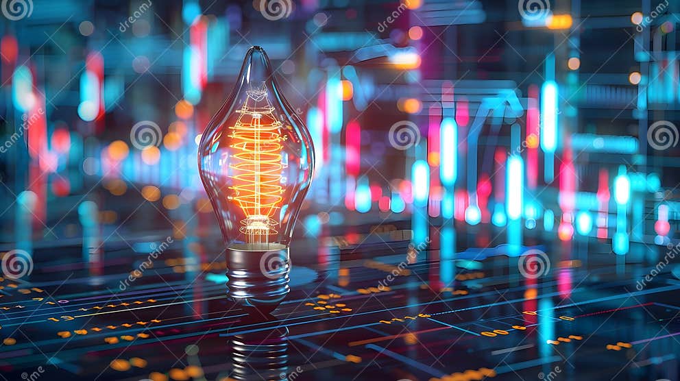 Light Bulb Surrounded by Data and Graphs Insight Driven Stock ...