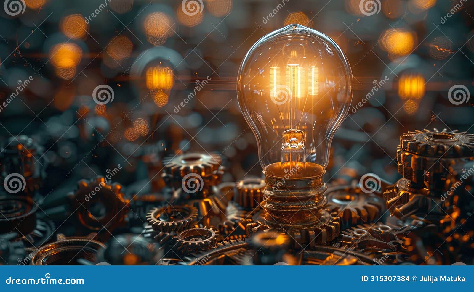 A Light Bulb Surrounded by Gears and Cogs, Symbolizing the Innovative ...