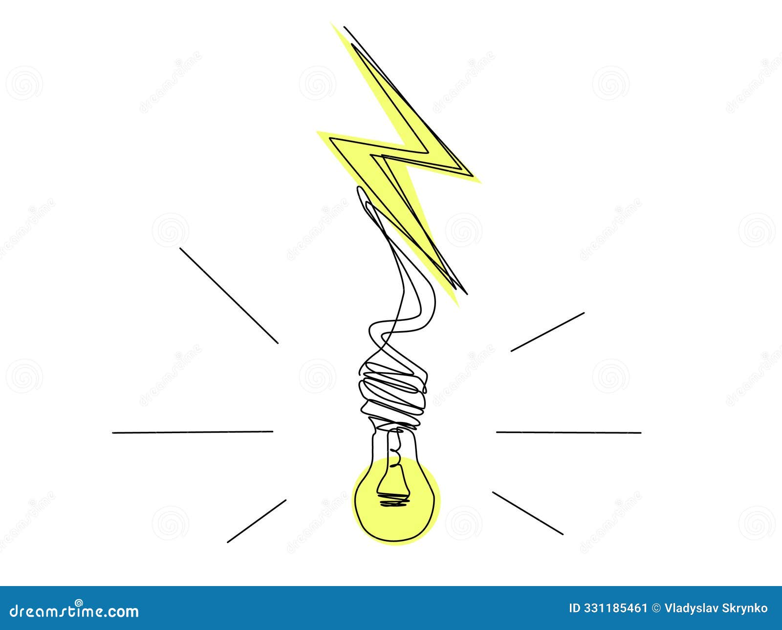 A Light Bulb Surrounded by a Yellow Lightning Bolt and Rays of Energy ...