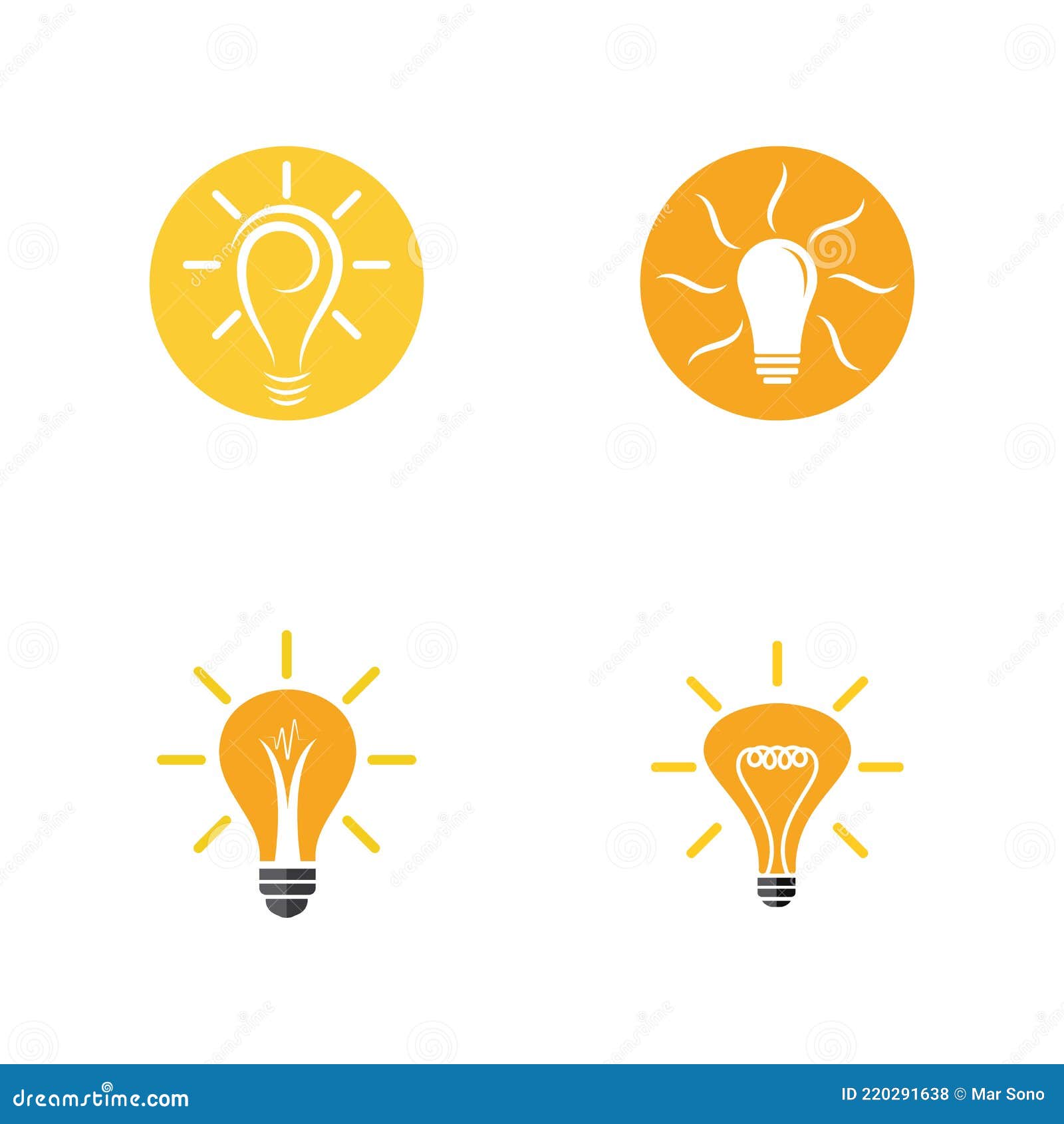 Light bulb symbol icon stock vector. Illustration of style - 220291638
