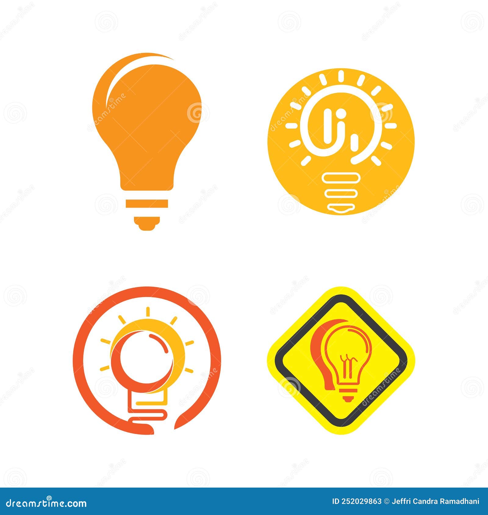 Light bulb symbol icon stock vector. Illustration of bright - 252029863