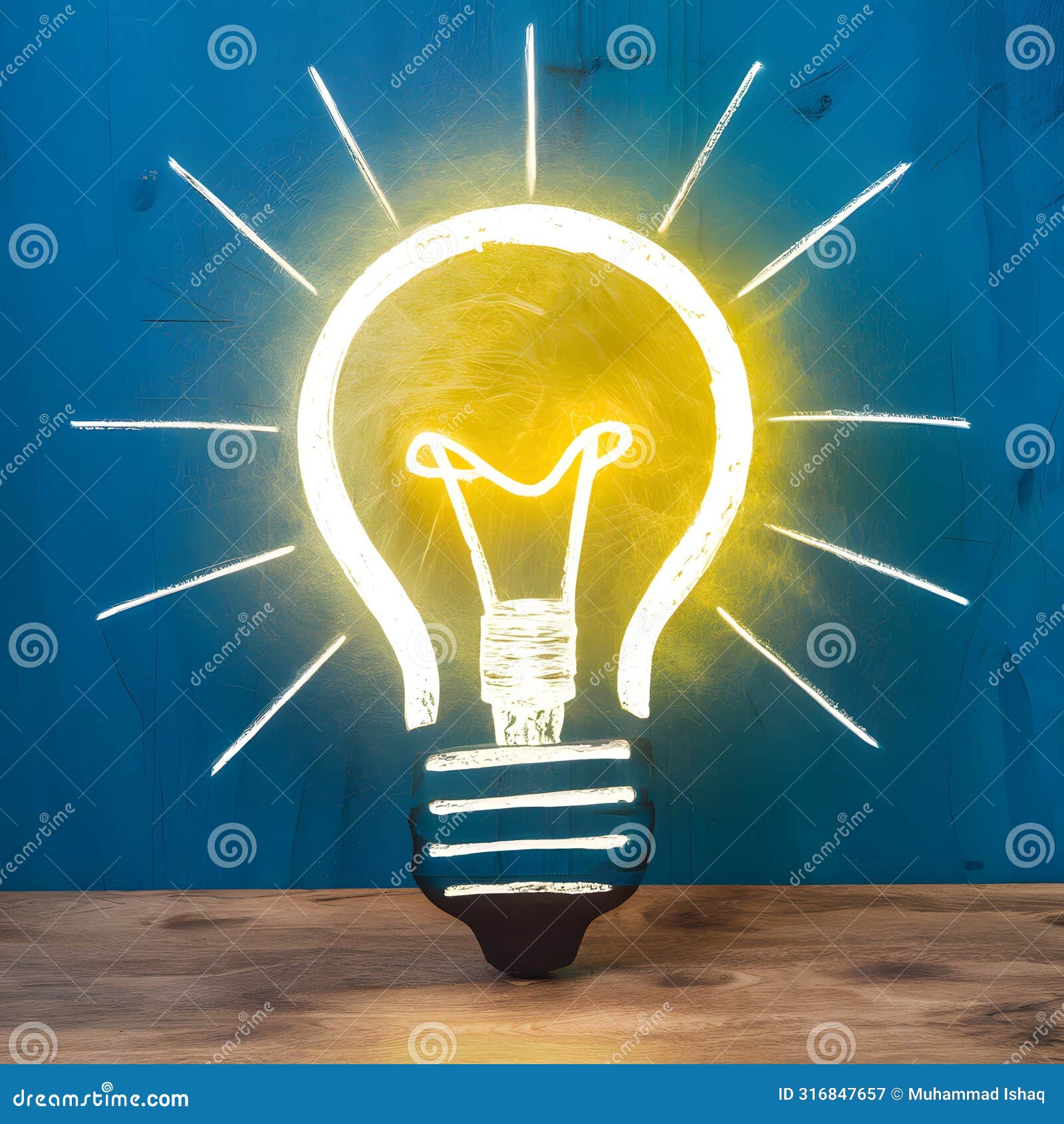 Light Bulb Symbol Representing Bright Idea in Front of Blue Board ...
