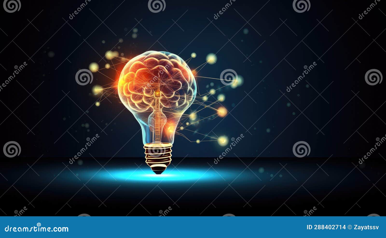 Light Bulb Symbolizing the Human Brain with Ideas Stock Illustration ...
