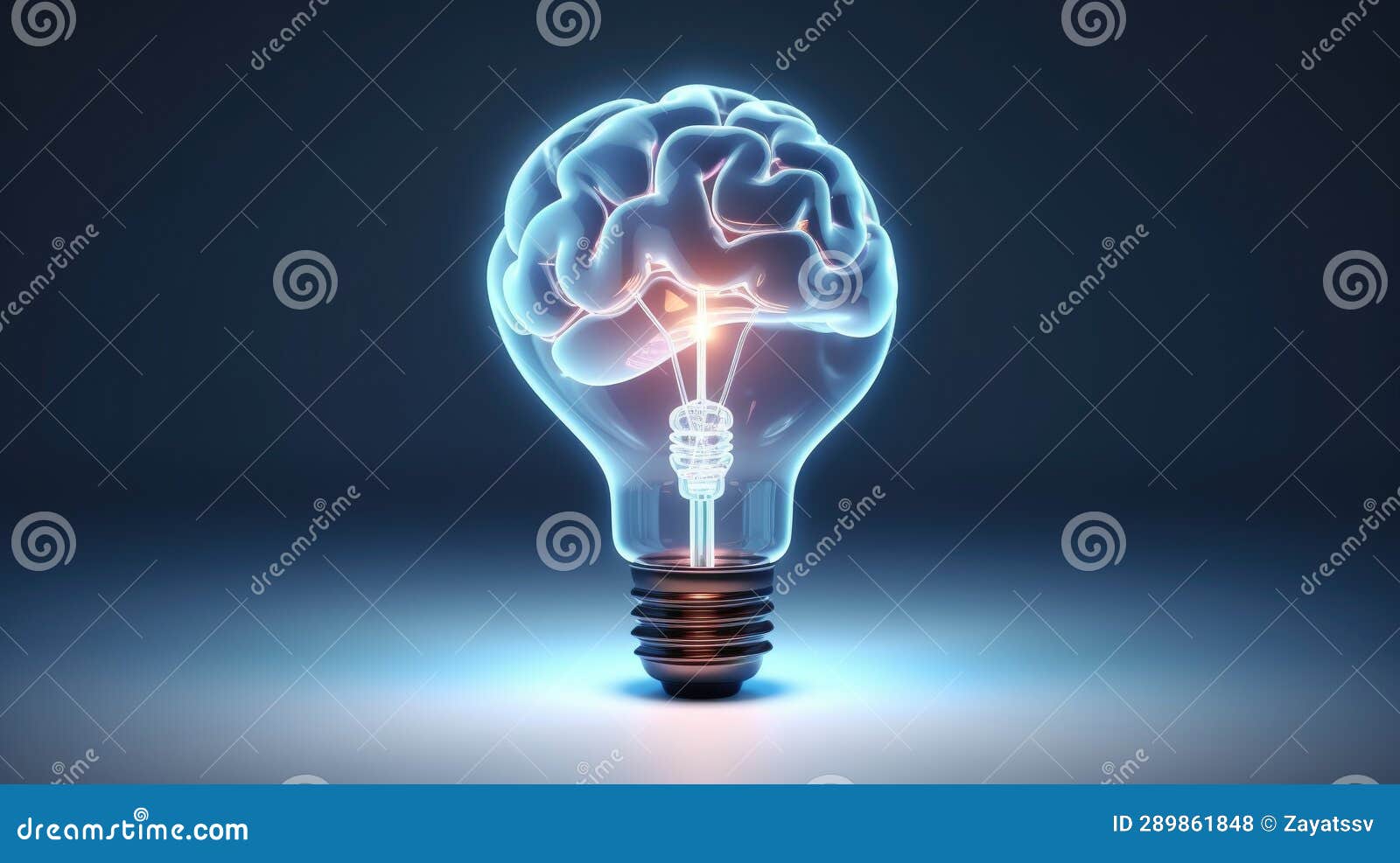 Light Bulb Symbolizing the Human Brain with Ideas Stock Illustration ...