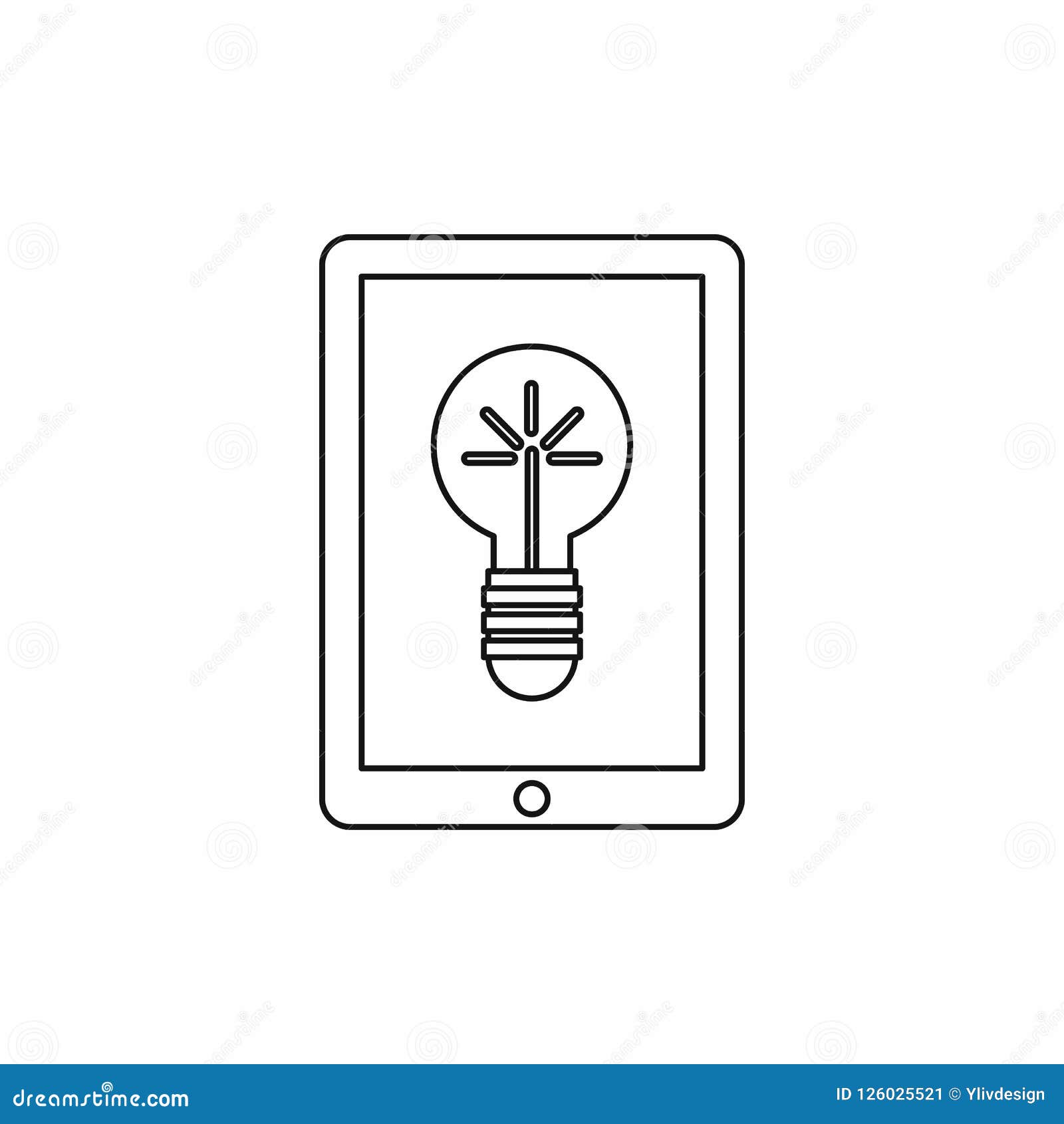 Light Bulb on Tablet Computer Screen Icon Stock Illustration ...