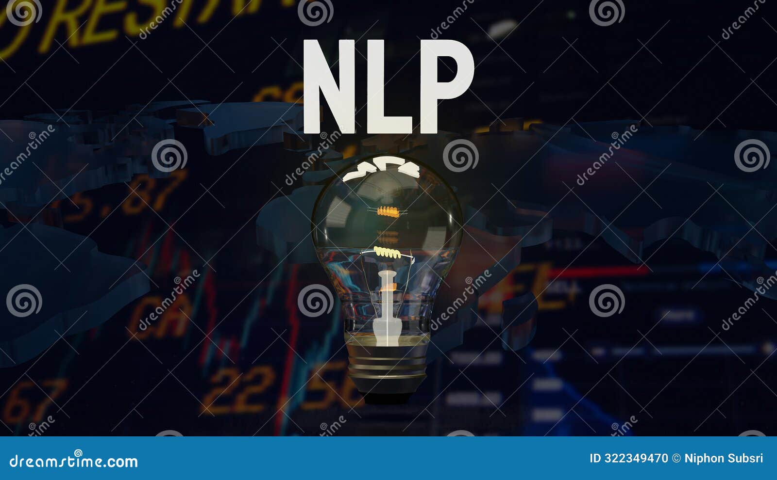 The Light Bulb and Text for Natural Language Processing NLP Concept 3d ...