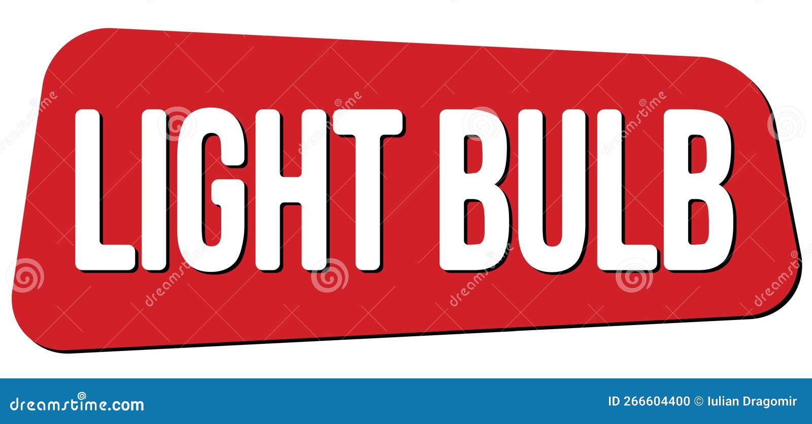 LIGHT BULB Text on Red Trapeze Stamp Sign Stock Illustration ...