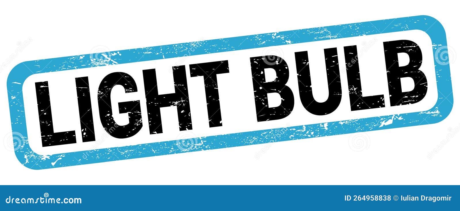 LIGHT BULB Text Written on Blue-black Rectangle Stamp Stock ...