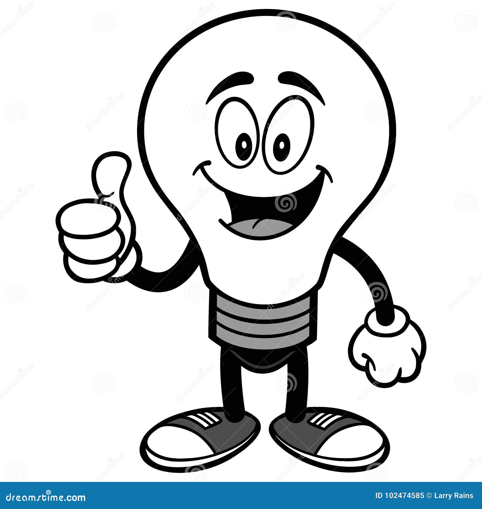Light Bulb with Thumbs Up Illustration Stock Vector - Illustration of ...