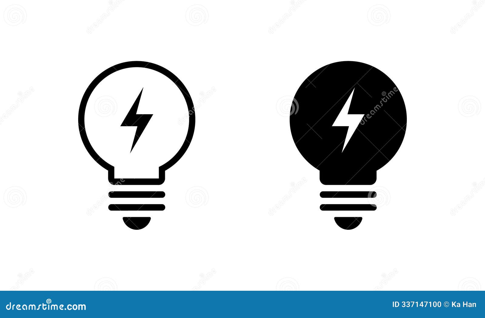 Light Bulb with Thunderbolt Icon. Lamp with Lightning Sign Symbol Stock ...