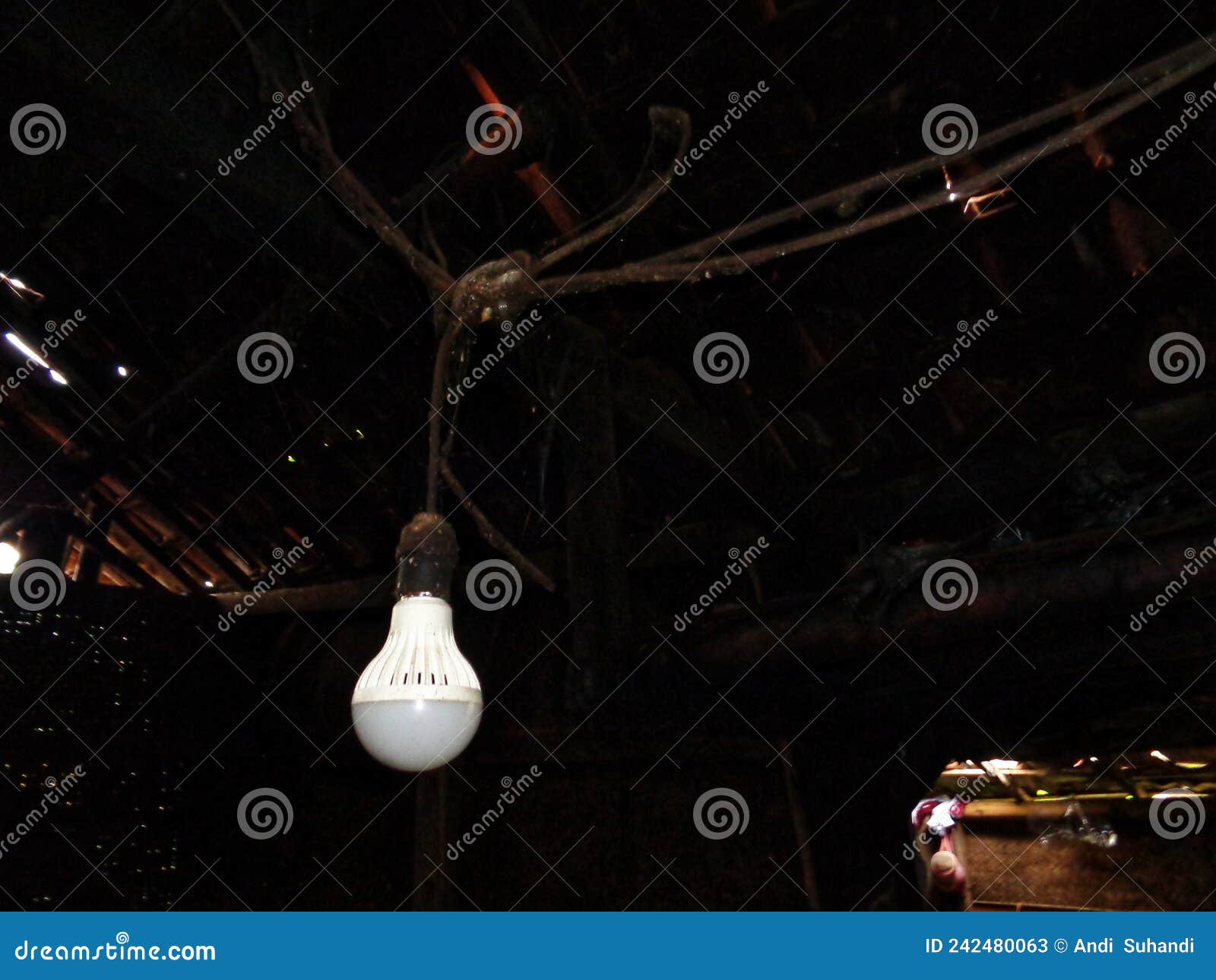 Light Bulb in a Traditional House in the Village Stock Image - Image of ...