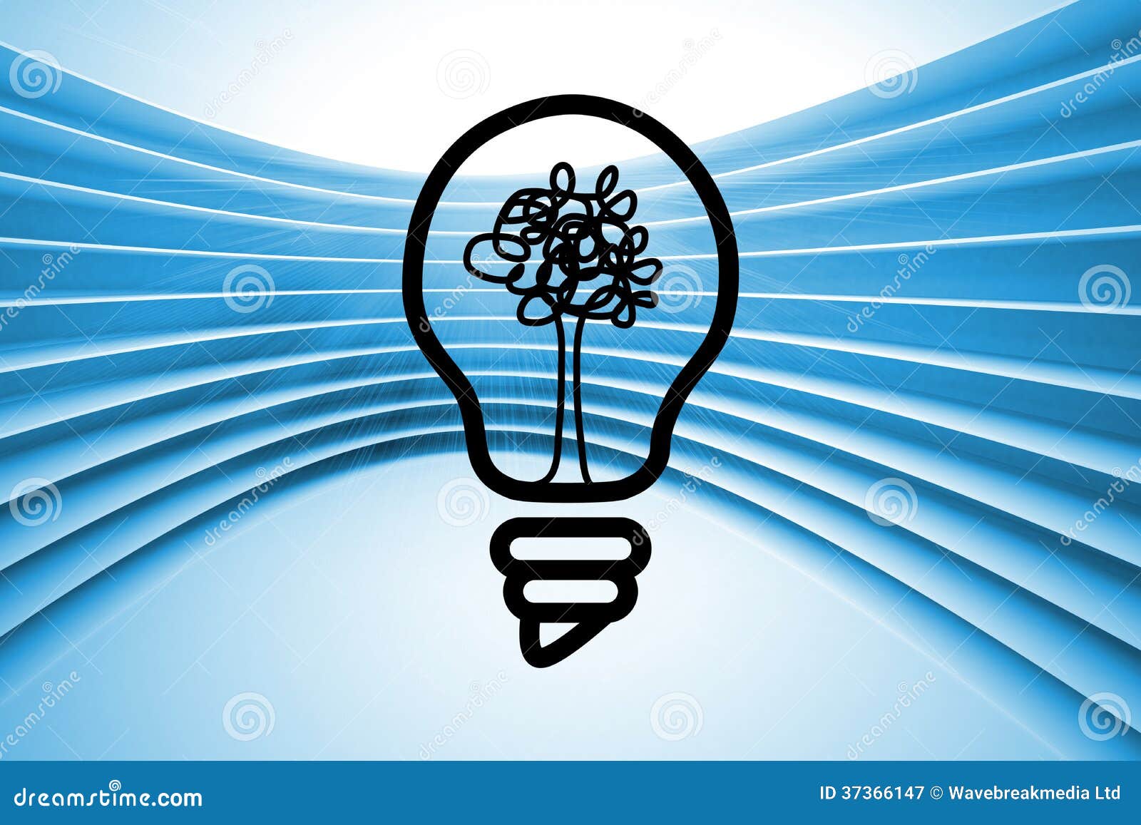 Light Bulb with Tree on Abstract Background Stock Illustration ...