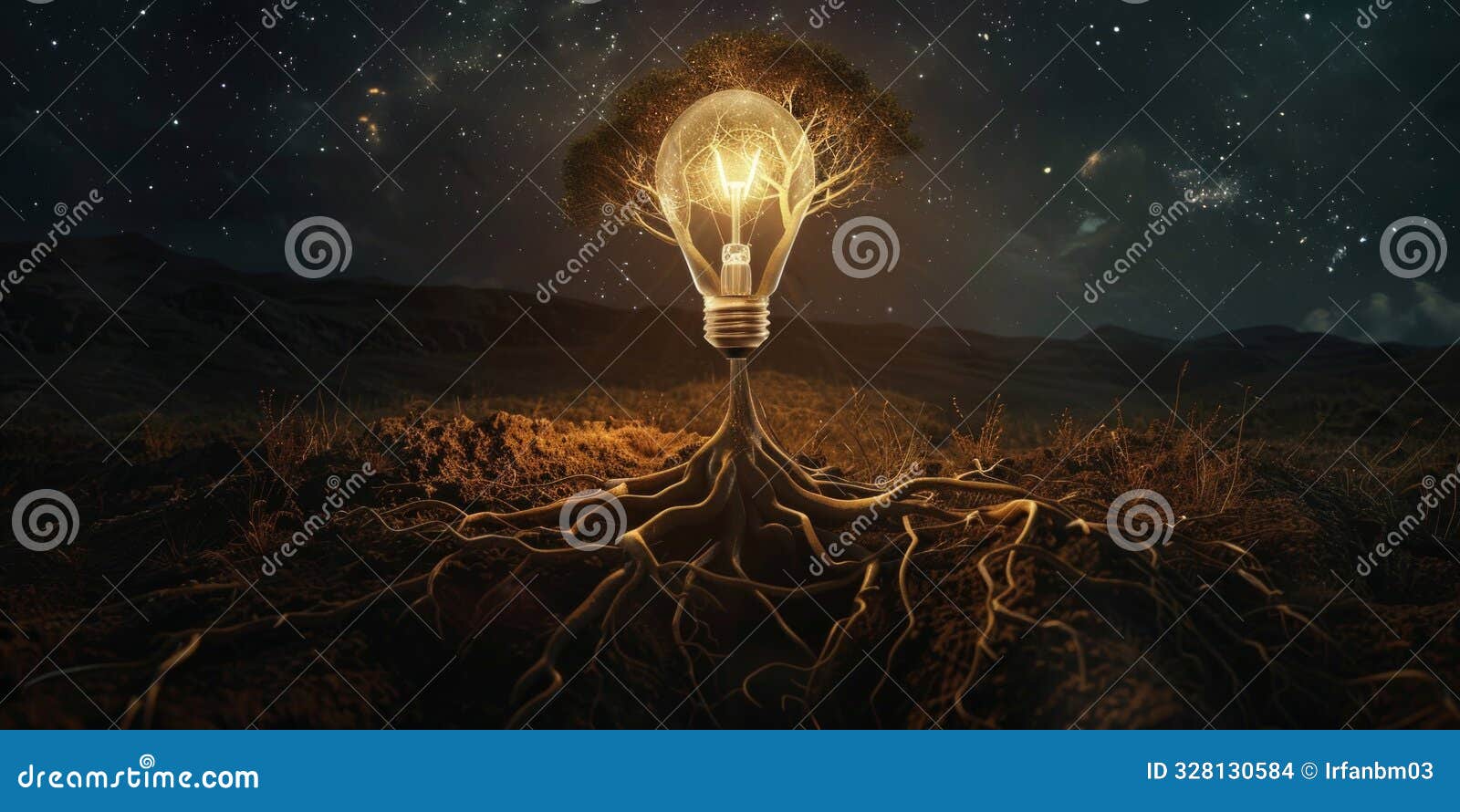 Light Bulb on a Tree. Environmental Concept Stock Photo - Image of ...