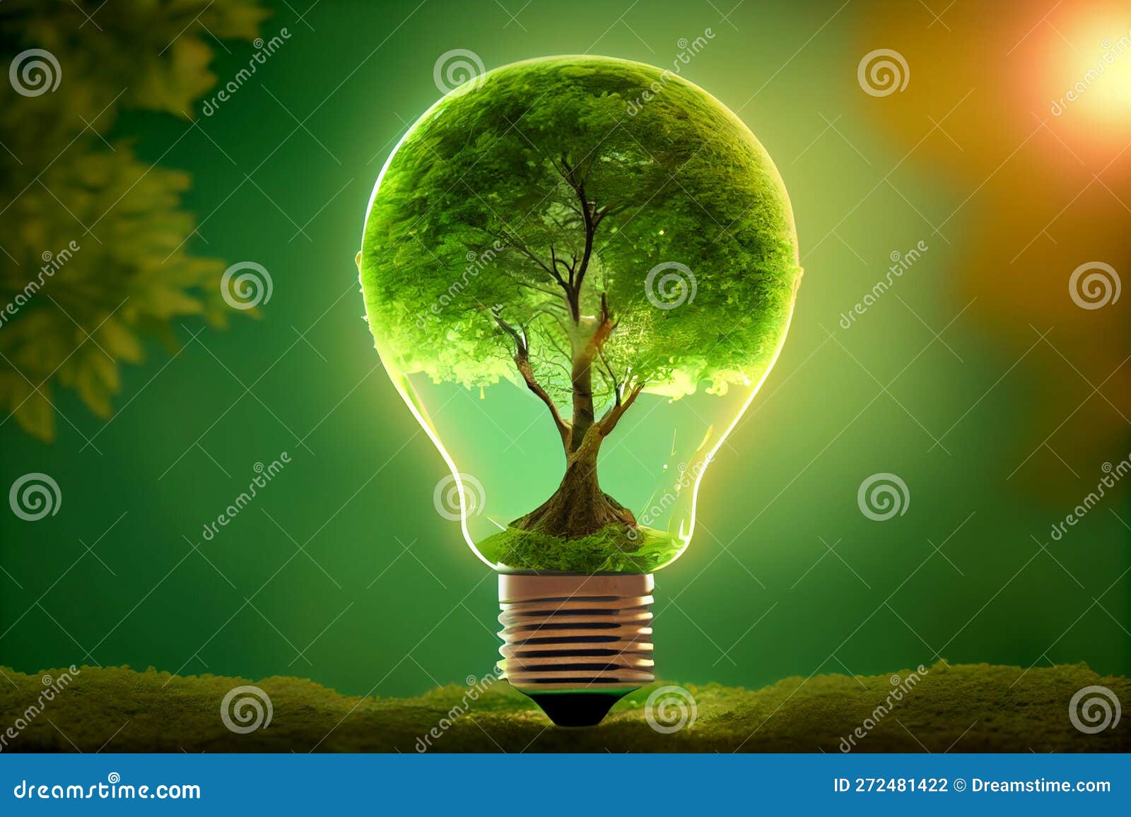 Light Bulb with Tree Inside.generative Ai Stock Illustration ...
