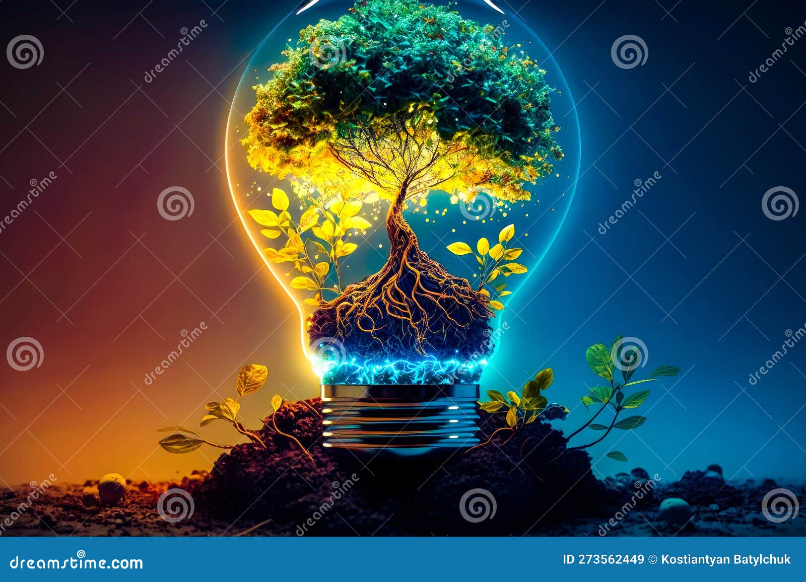 Light Bulb with Tree Inside of it. Generative AI Stock Illustration ...