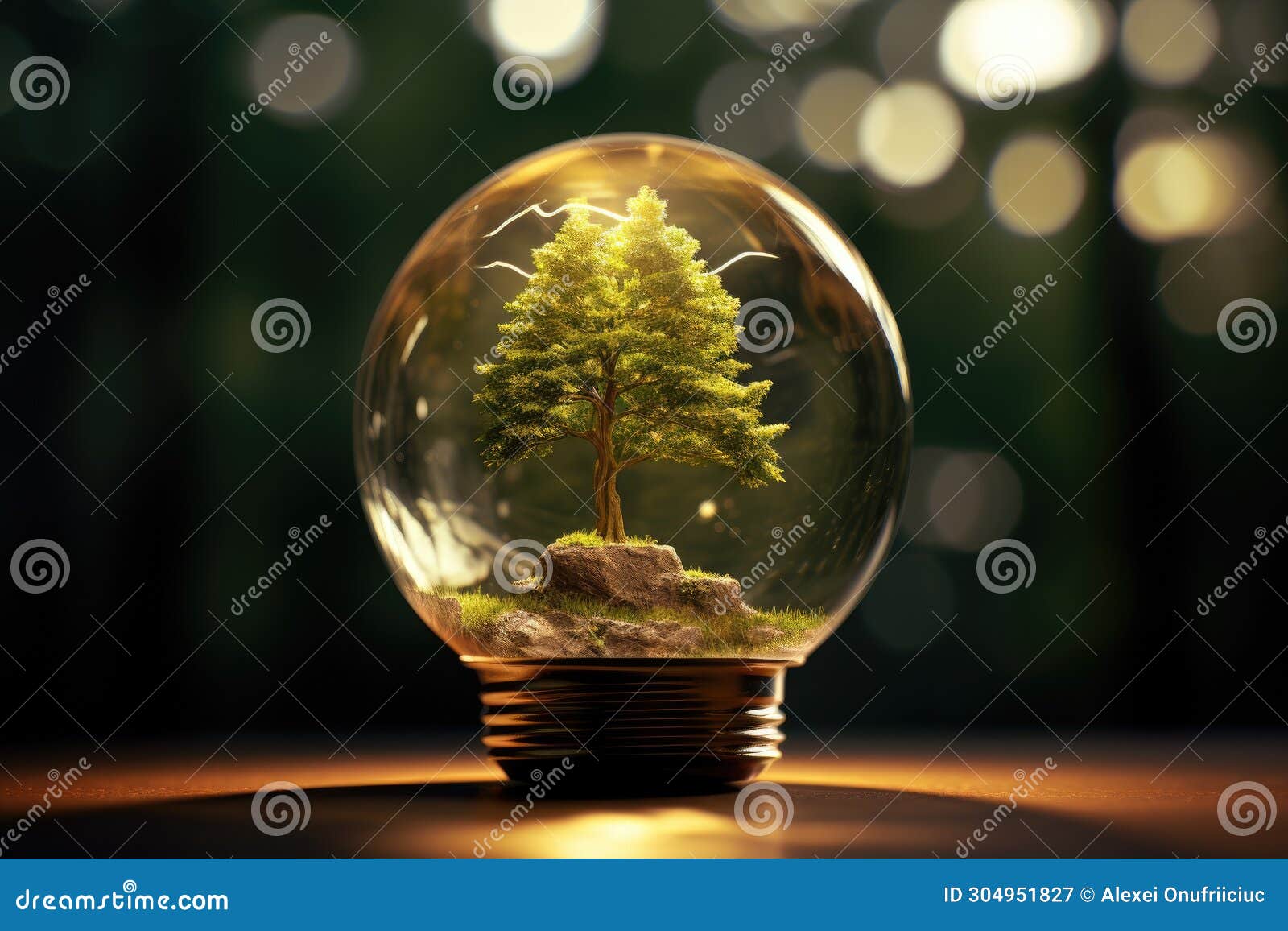 A Light Bulb with a Tree Inside Stock Illustration - Illustration of ...