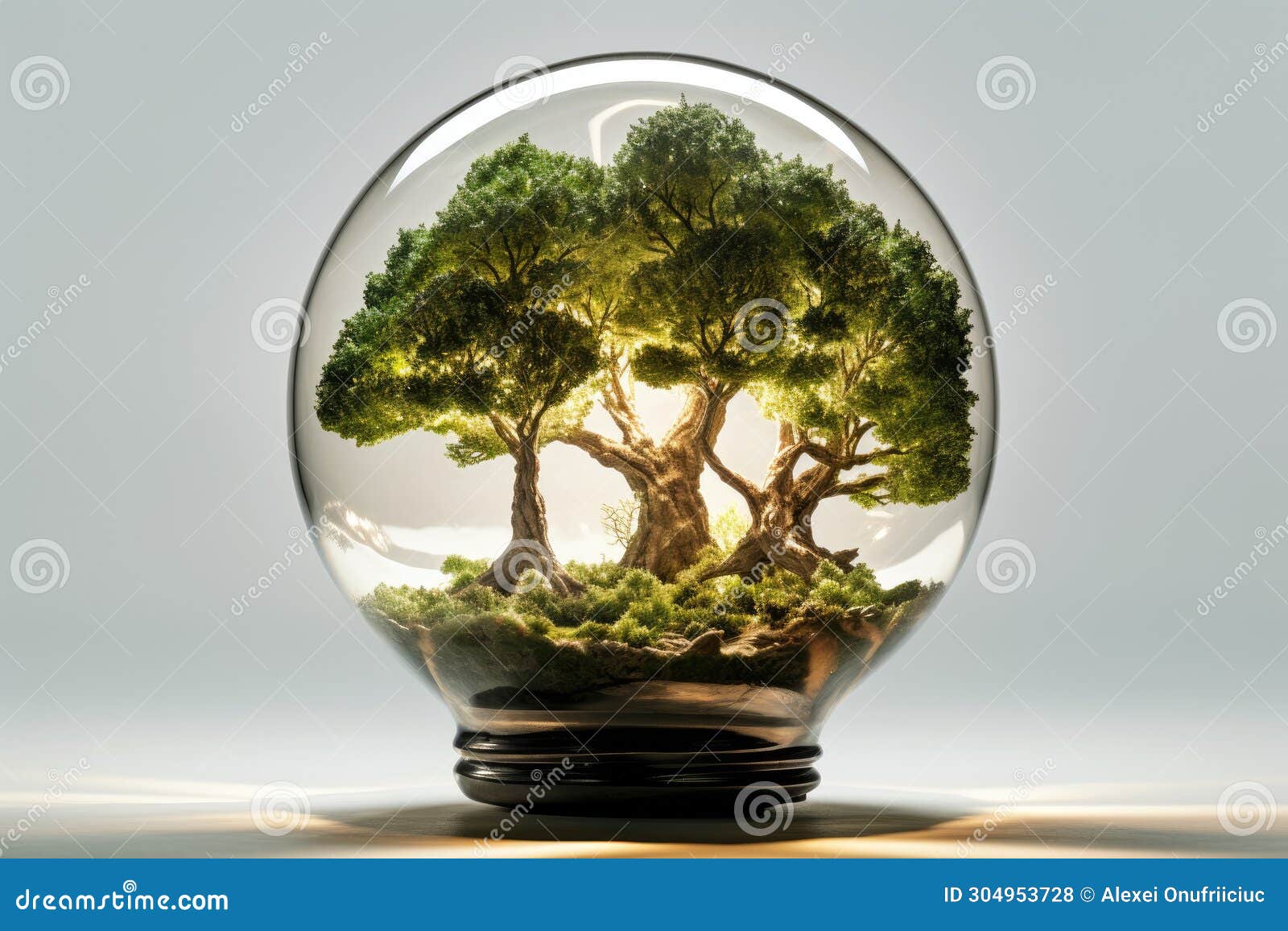 A Light Bulb with a Tree Inside Stock Photo - Image of growth, energy ...