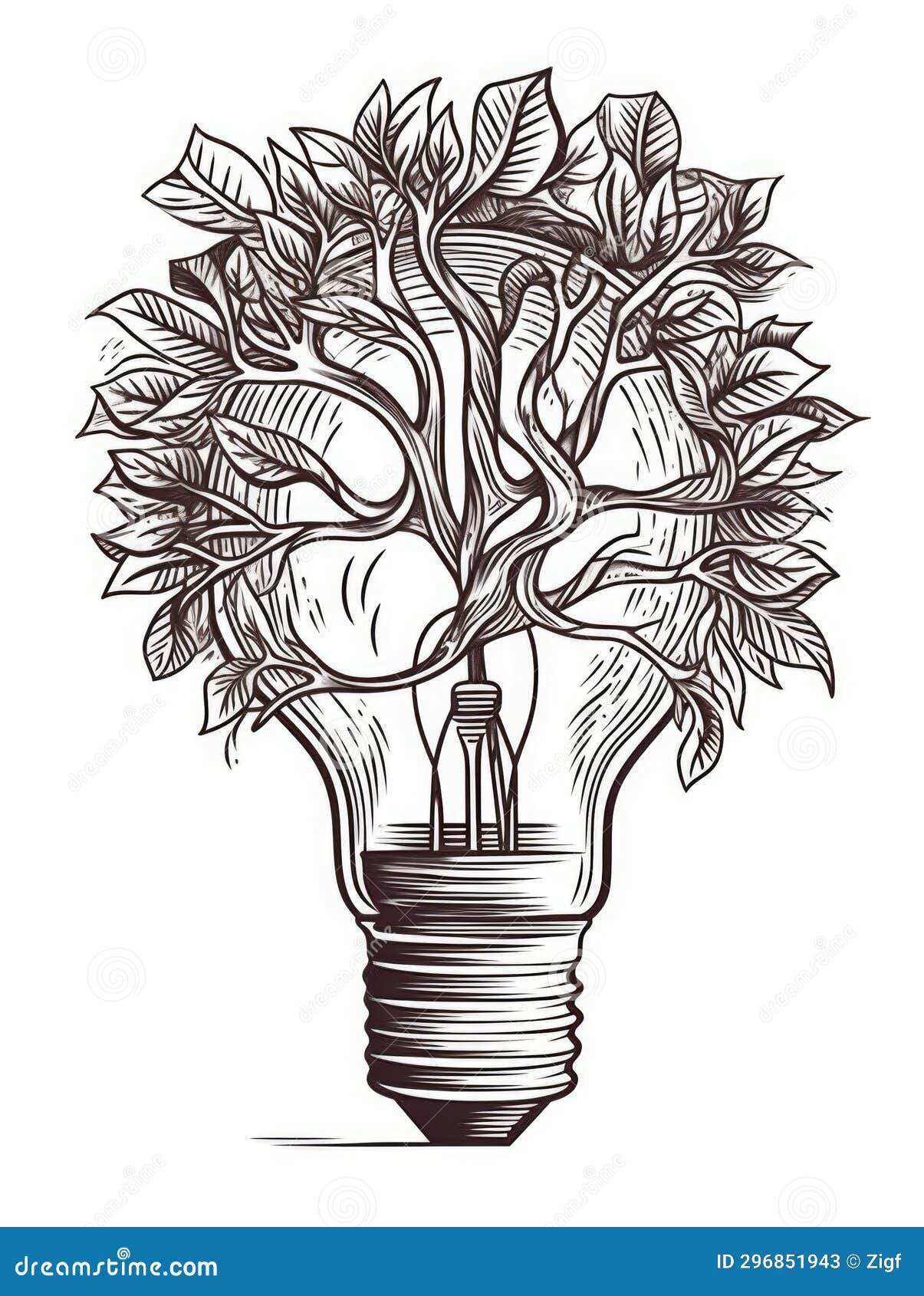 Light Bulb with a Tree Inside of it Stock Illustration - Illustration ...