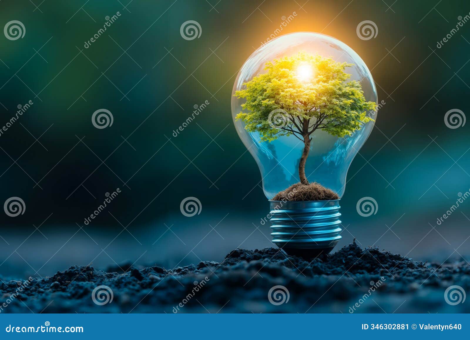 A Light Bulb with a Tree Inside of it Stock Image - Image of innovation ...