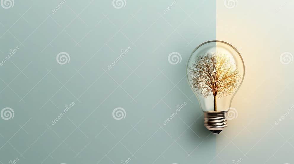 A Light Bulb with a Tree Inside, Symbolizing Growth and Sustainability ...