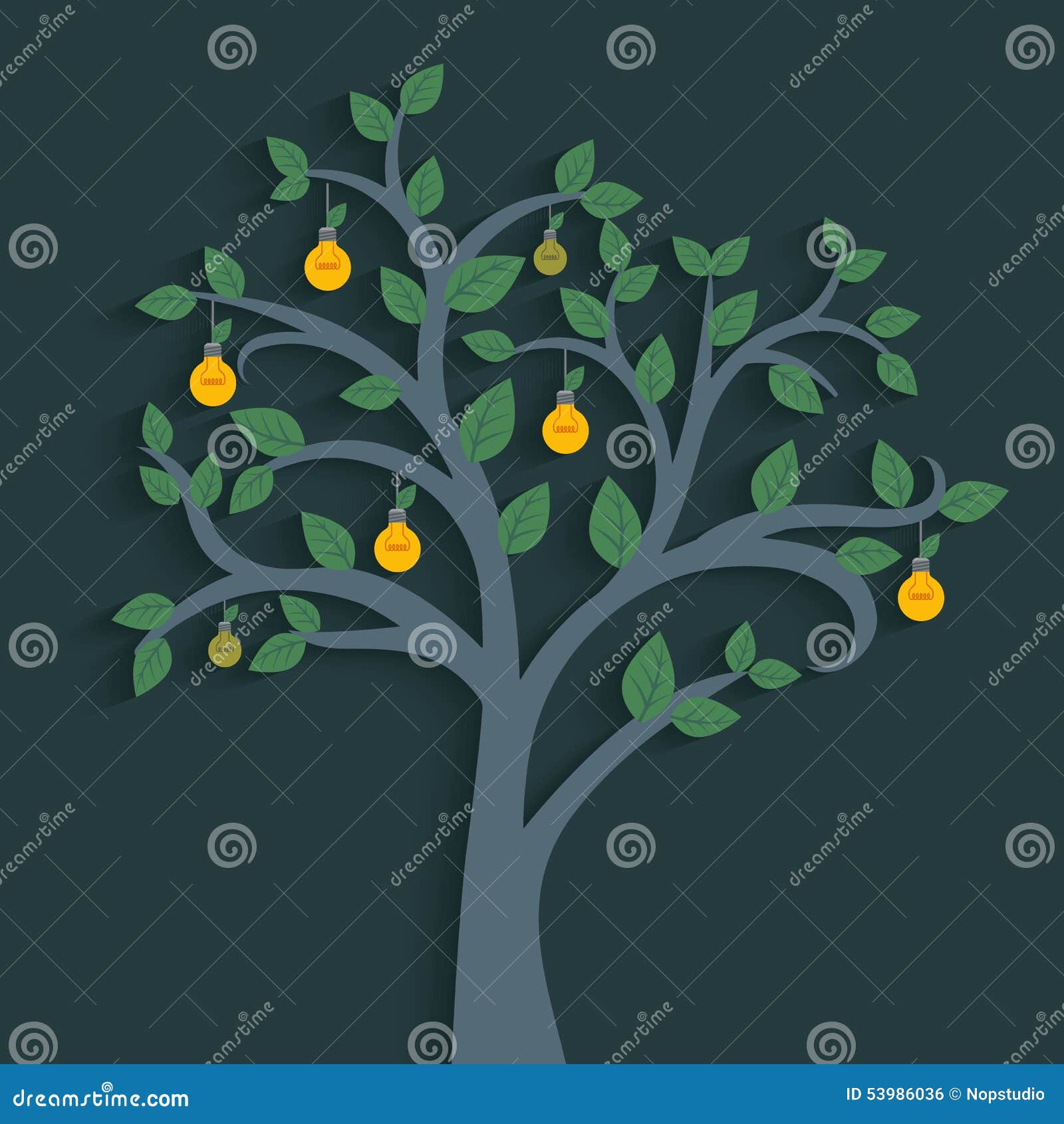 Light bulb tree stock vector. Illustration of bulb, light - 53986036