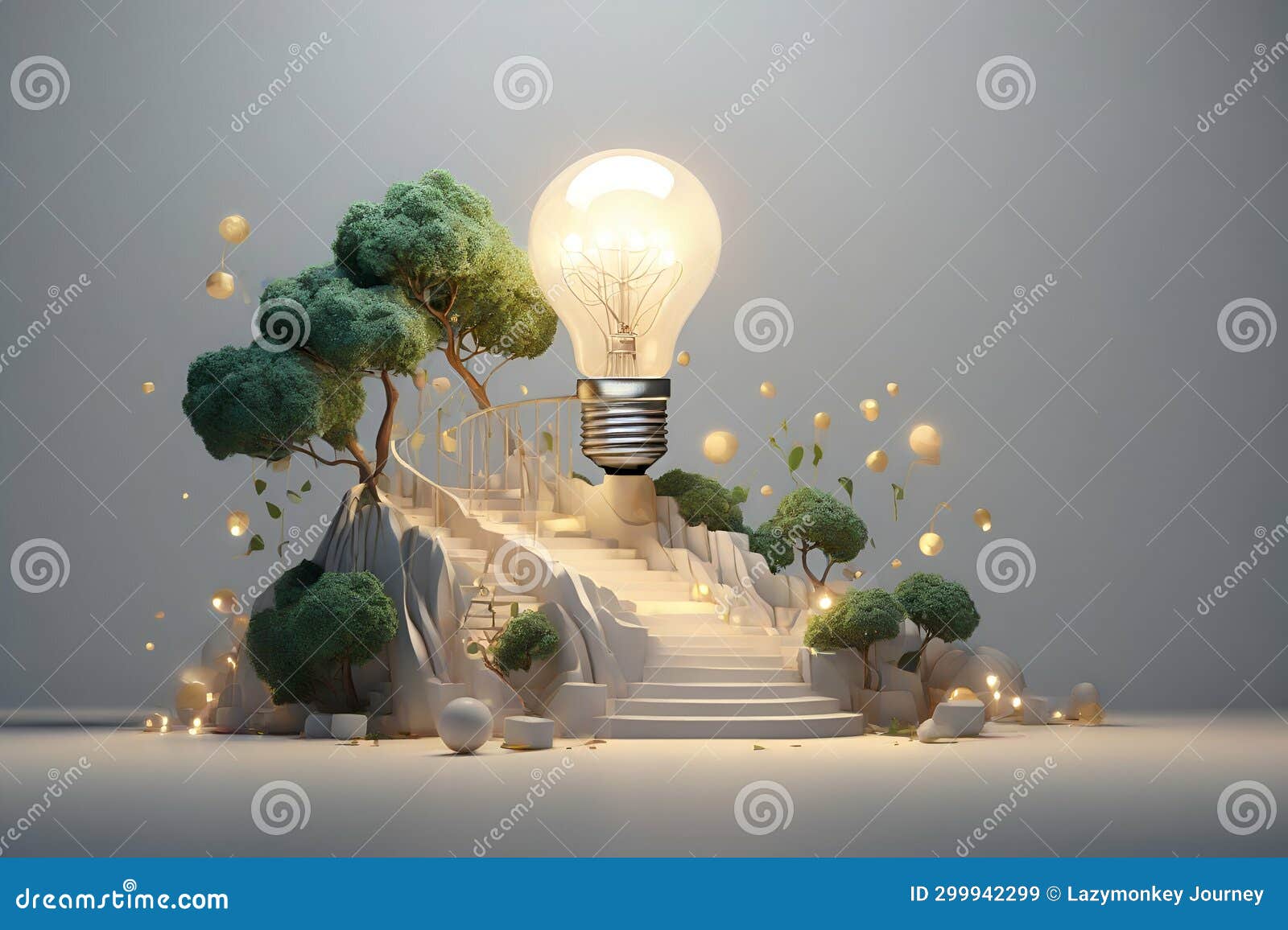 Light Bulb Tree and a Stair Stock Illustration - Illustration of ...